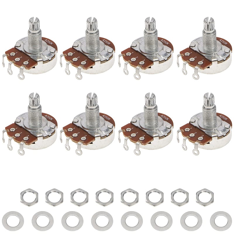 8Pcs A250K Guitar Pots Split Shaft Long Audio Taper Guitar | Reverb