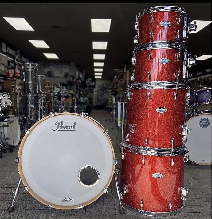 Pearl Masters Maple Complete Vermillion Red Sparkle | Reverb