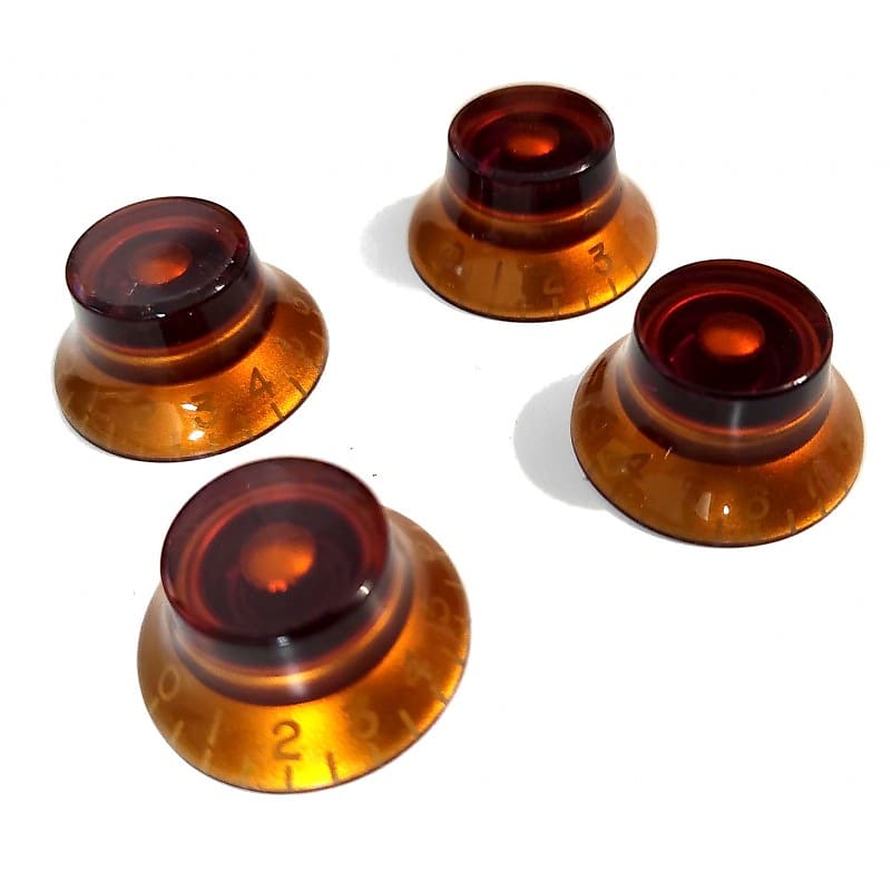 4 Amber Plexi metric Size Hut-Form TopHat Vintage Bell Knobs | Reverb