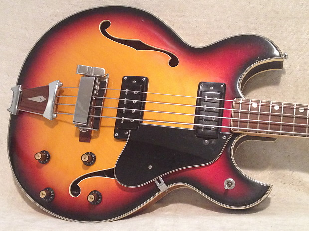 Vintage PAN P-B Hollowbody Bass Guitar + Case set up as LEFTY | Reverb
