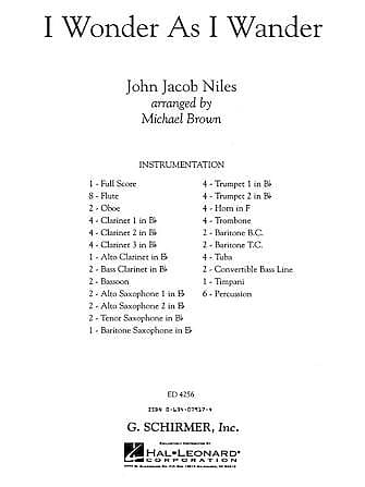 I Wonder As I Wander Full Score G Schirmer Band Orchestra | Reverb