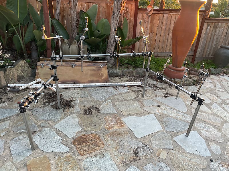 HUGE 3 Sided Gibraltar Straight Drum Rack with Cymbal Arms | Reverb