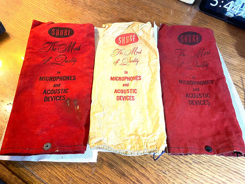 Lot of 3 Vintage SHURE Microphone Bags/Pouches, 1950's era | Reverb
