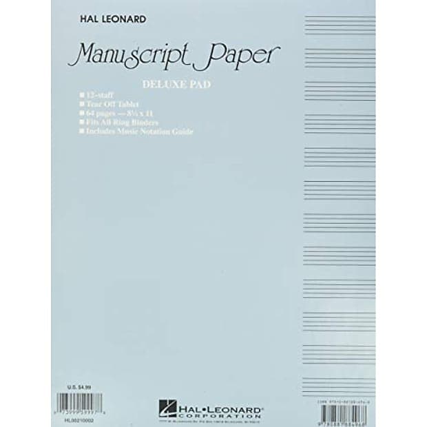 Manuscript Paper (Deluxe Pad)(Blue Cover) | Reverb