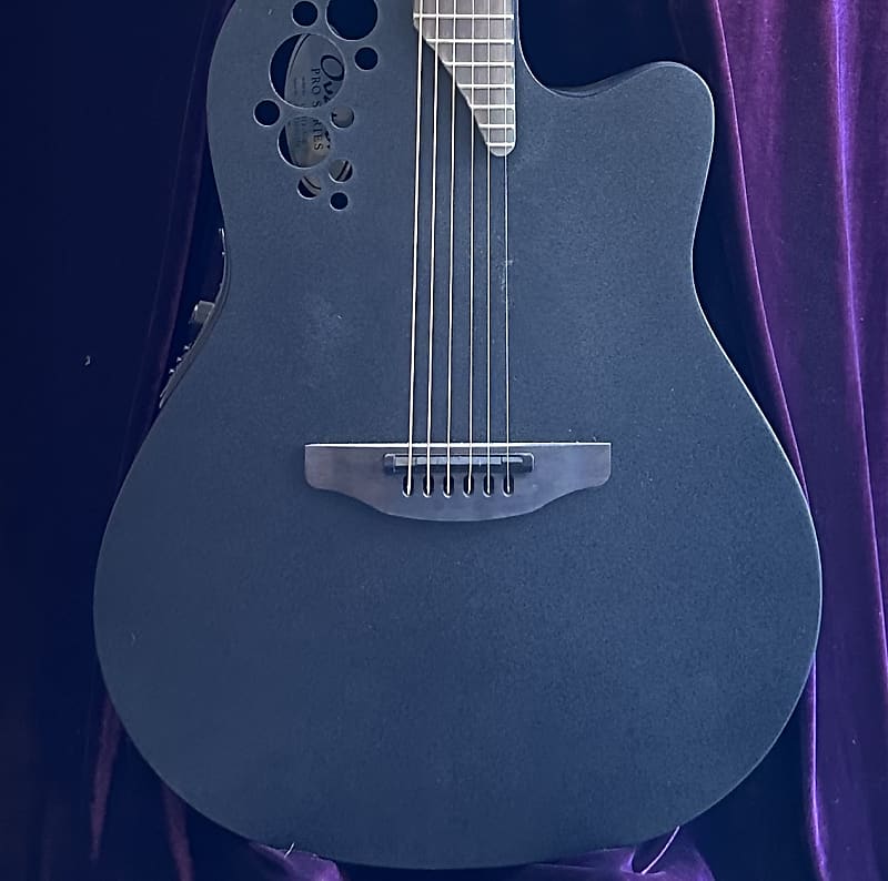 Ovation Pro E-Acoustic Guitar - Black Textured - Mint | Reverb