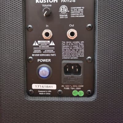 Kustom PA112S 12 Inch Powered Subwoofer PA112S - Black | Reverb