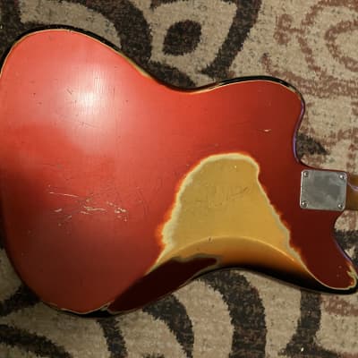 MJT Jazzmaster - Candy Apple Red over 3-Tone Sunburst | Reverb