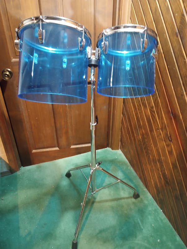 Ludwig Vistalite 10x9 & 12x11 Concert Toms with Stand 1970's | Reverb