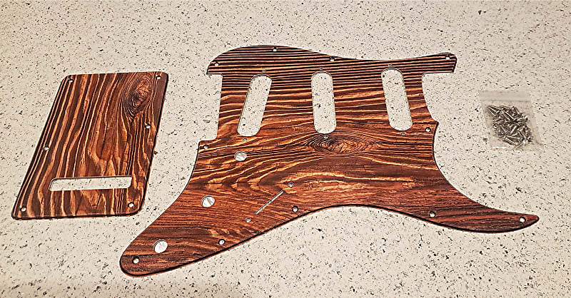 Beautiful SSS Strat Pick Guard with deep simulated wood | Reverb