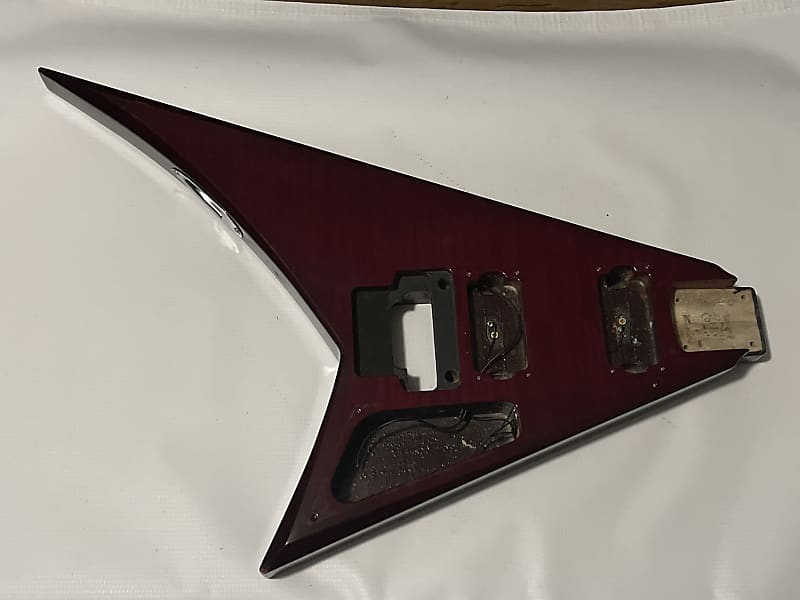 2000's MIJ Jackson RR3 RR Rhoads V Transparent Red Flame | Reverb