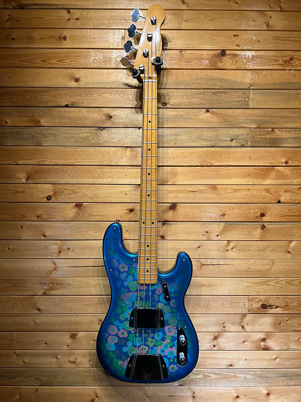 2004 Fender Blue Flower Precision Bass Maple Neck Crafted | Reverb UK