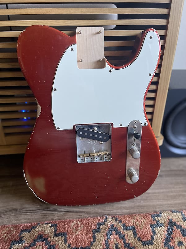 Loaded Nitro Telecaster Body - Candy Apple Red over Gold | Reverb
