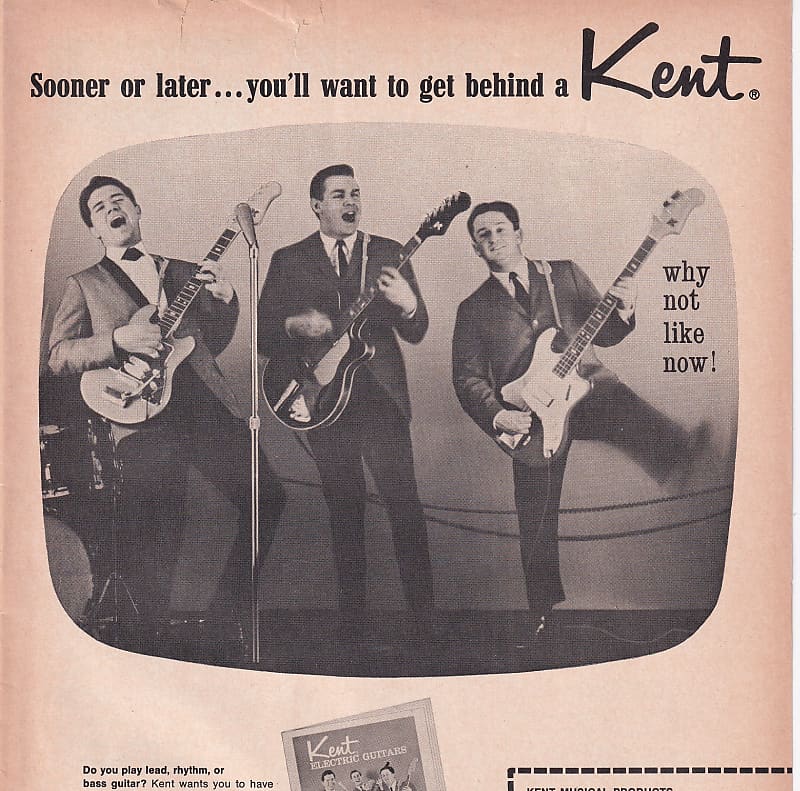 1966 KENT ELECTRIC GUITAR VINTAGE FULL PAGE AD | Reverb