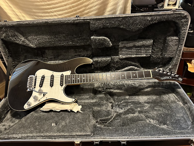Samick custom pro shop guitar - Trans Black Flame | Reverb