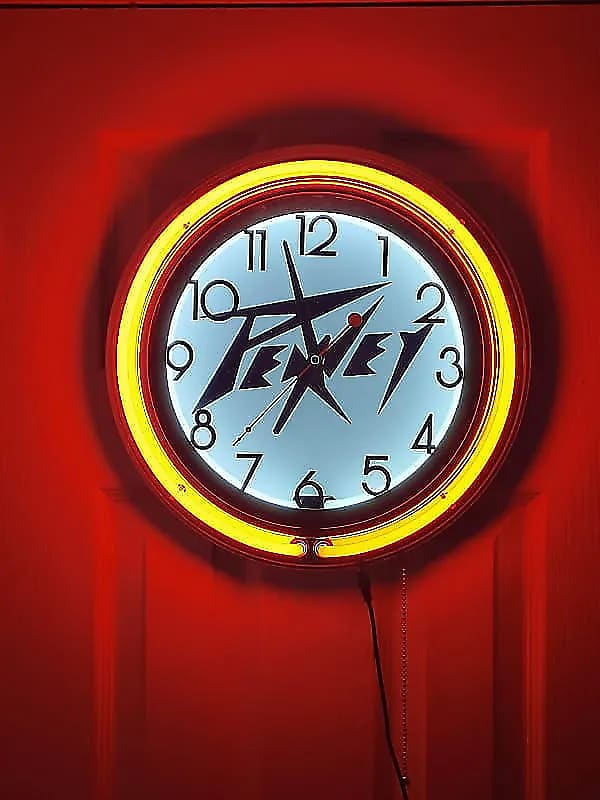 Peavey Double Neon Red and White Dealer Style Clock Killer | Reverb