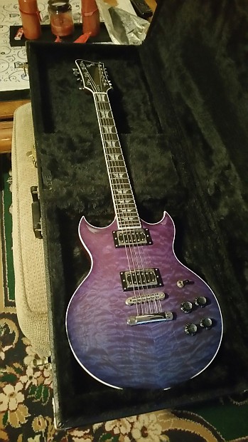 First Act Double Cut 12 String Custom 2013 Flame Top Blue | Reverb