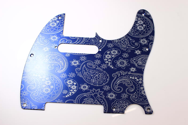 Brushed Blue Paisley Anodized Aluminum Tele Pickguard Fits | Reverb