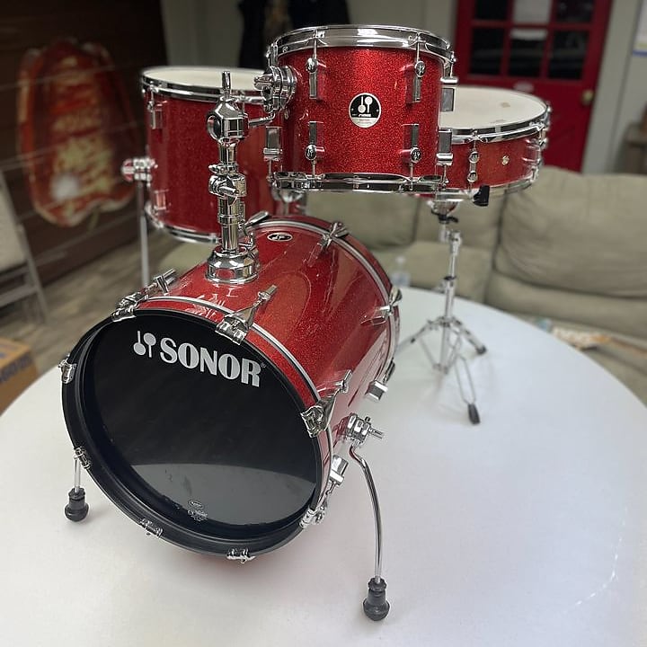 Sonor Safari Red Sparkle Acoustic Drum Set | Reverb
