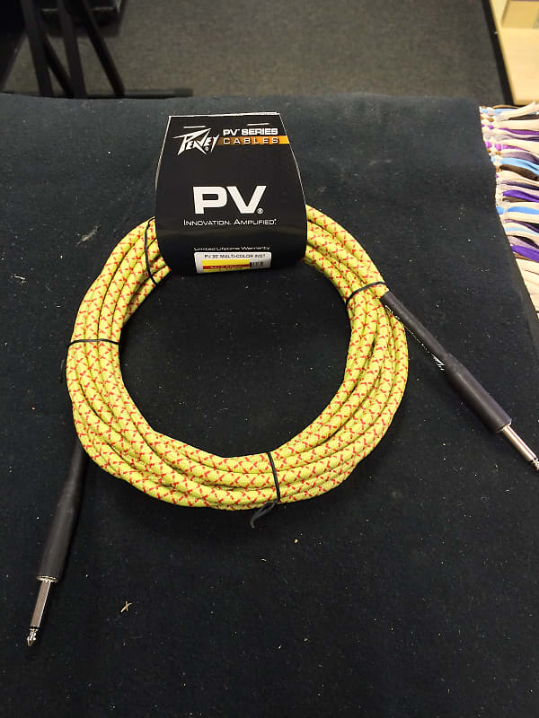 Peavey 20' Cloth 1/4" Instrument Cable Gold & Red | Reverb UK