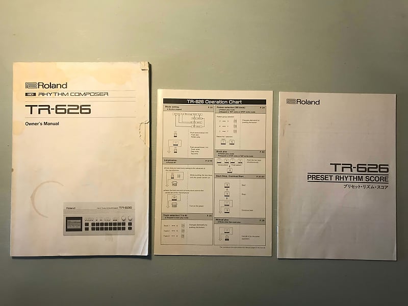 Roland TR-626 Owners Manual, Operation Chart, and Preset | Reverb