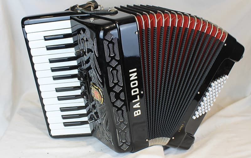 7042 - Black Baldoni Combo I Piano Accordion MM 26 48 | Reverb