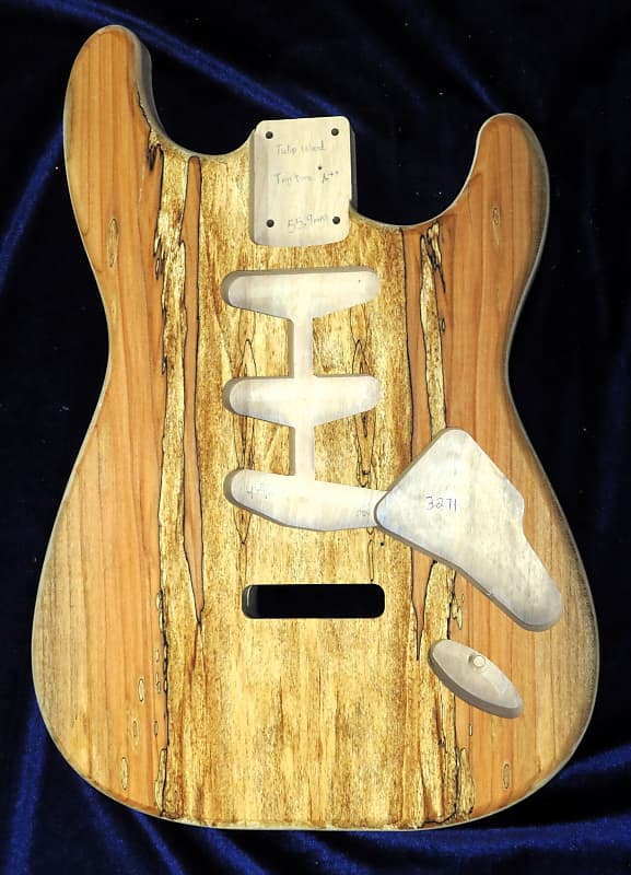 Spalted Maple Top / Tulipwood Strat body - Standard - 4lbs | Reverb