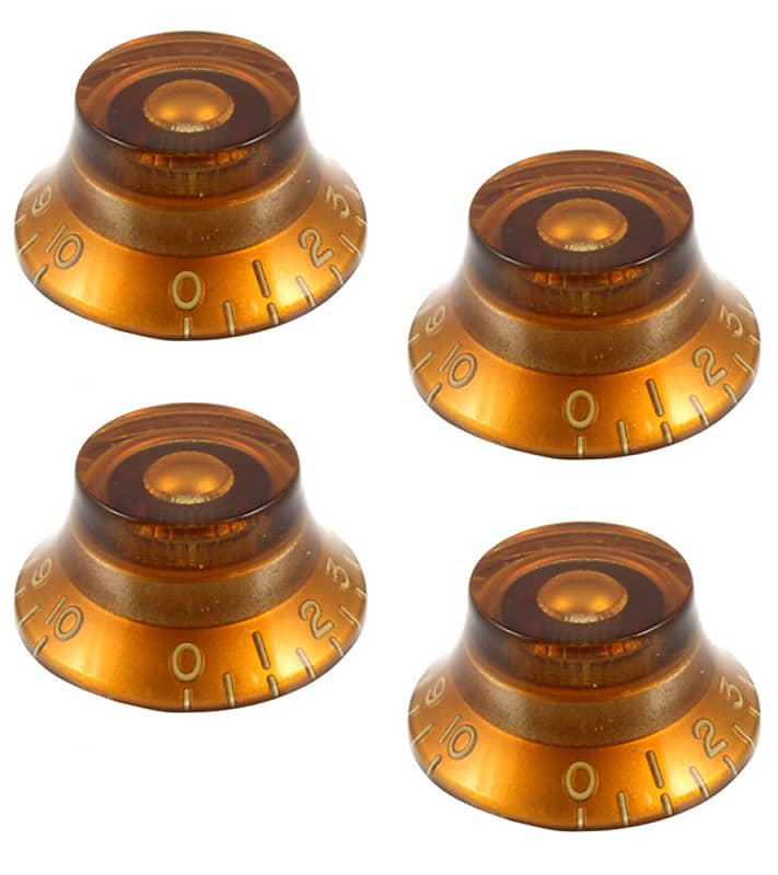 Amber Top Hat Bell Knobs For Epiphone & Import Guitars Metric | Reverb