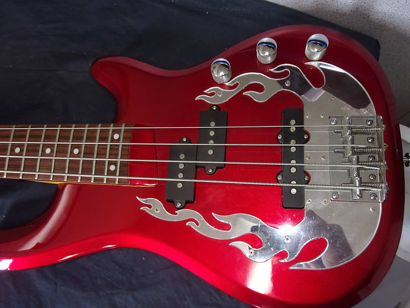 OLP by Traben Metal Art 4-string Electric Bass - Metallic Red | Reverb