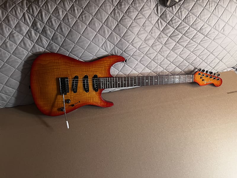 Fender Showmaster Stratocaster SSS Cherry Sunburst Electric | Reverb