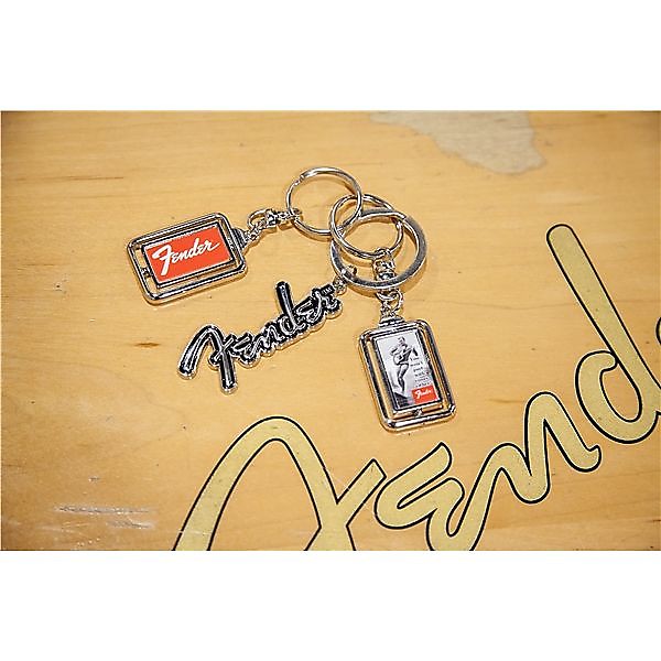Fender Logo Key Chain Silver/Black 2016 | Reverb