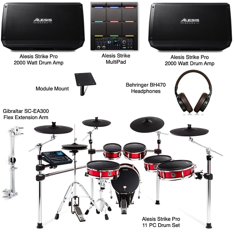 Alesis Strike Pro Kit 11pc Electronic Drum Kit with Mesh | Reverb