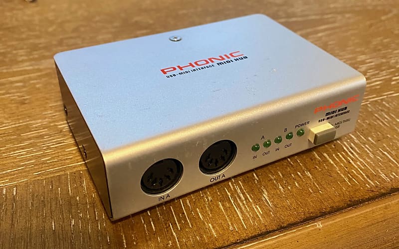 Phonic USB-MIDI Interface MIDI HUB 1990's - Silver | Reverb