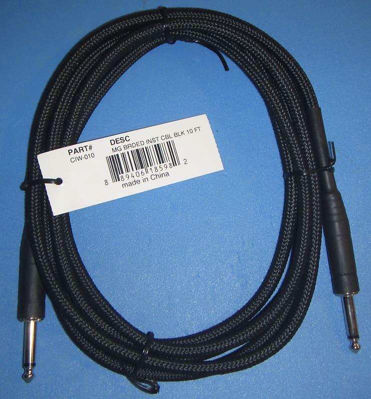Unknown 10 foot braided instrument cable Black | Reverb