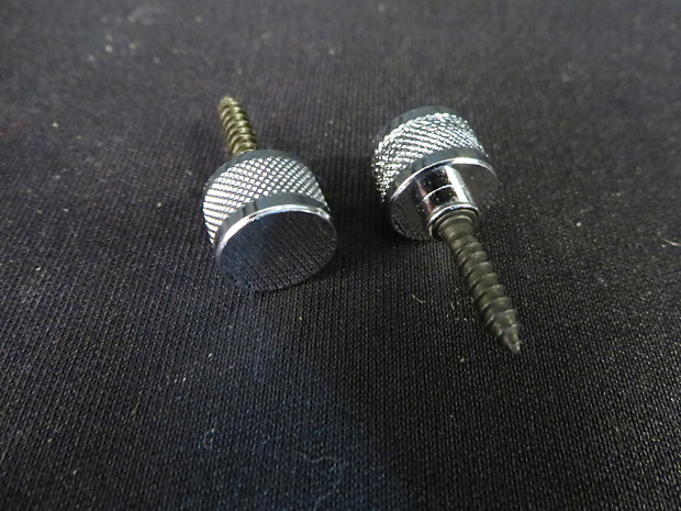 Gretsch Knurled Strap Buttons Chrome, Set of 2 with mounting | Reverb