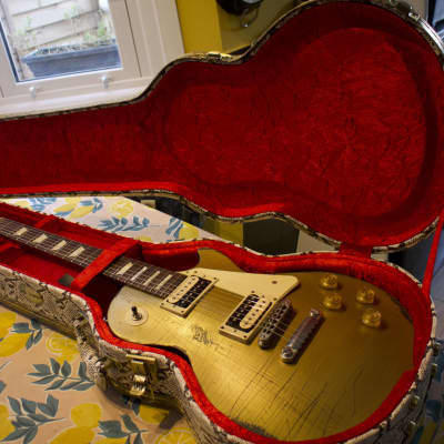 Gibson Les Paul gold top superb relic and mock snakeskin | Reverb UK
