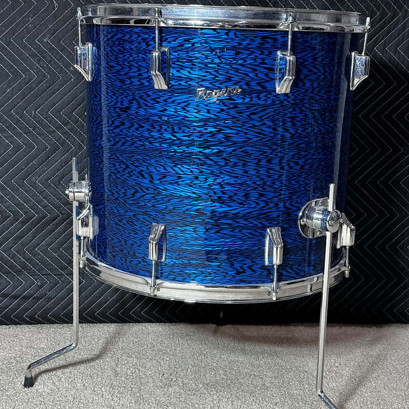 Rogers 18" Blue Onyx Floor Tom Script Badge Fullerton 9/72 | Reverb