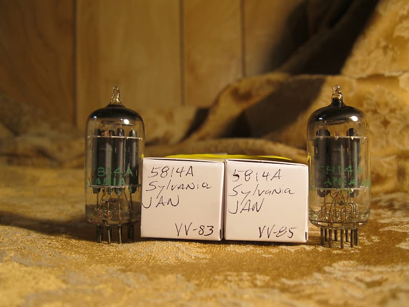 Matched Pair JAN Sylvania 5814A 12AU7 Tubes Long Gray Plates | Reverb