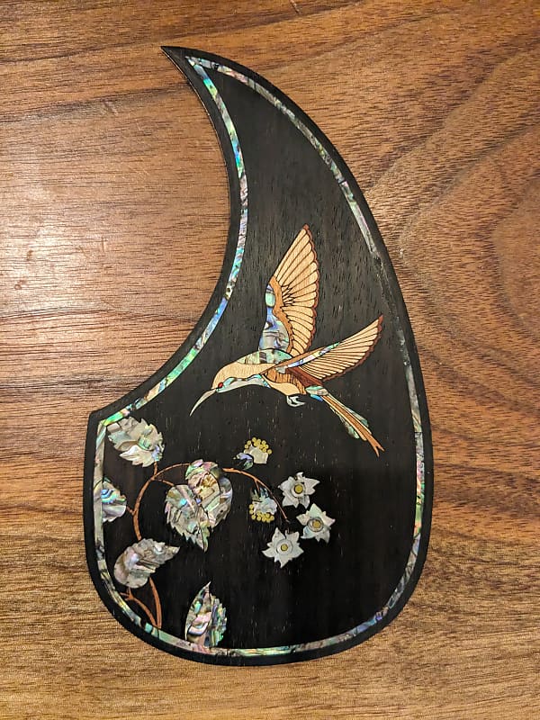 Handmade Hummingbird Inlay Pickguard Rosewood and Abalone | Reverb