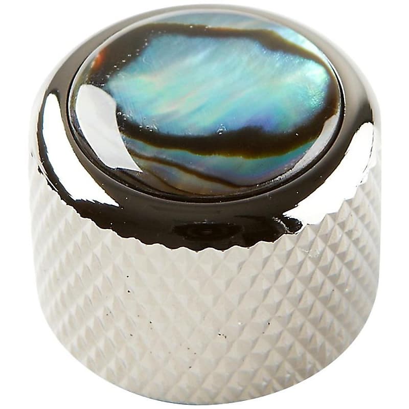 Q Parts Shell Dome Knob Single Black Chrome Natural Abalone | Reverb