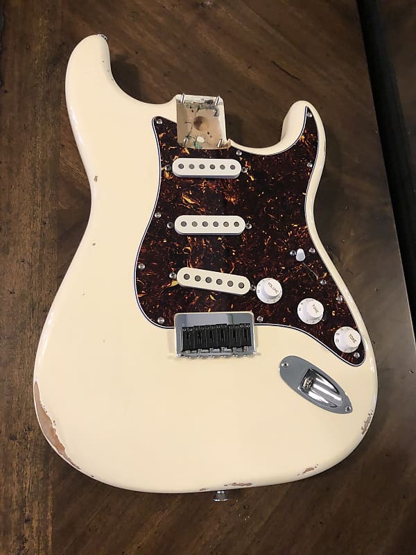 Fender Loaded Stratocaster body 2012 Reliced Olympic White | Reverb