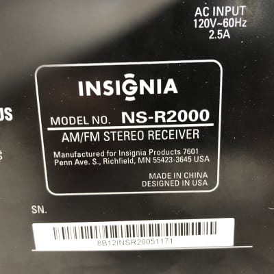 Insignia NS-R2000 Receiver HiFi Stereo 2 Channel Phono AM/FM | Reverb