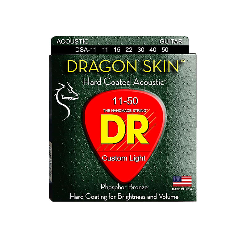 DR Strings Dragon Skin Coated Acoustic Guitar String, Custom | Reverb