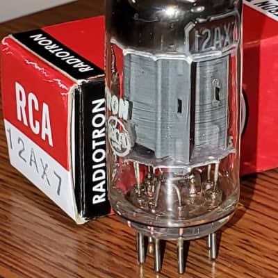 12AX7 RCA Tall Black Plate/Angled Square Getter 1950's | Reverb