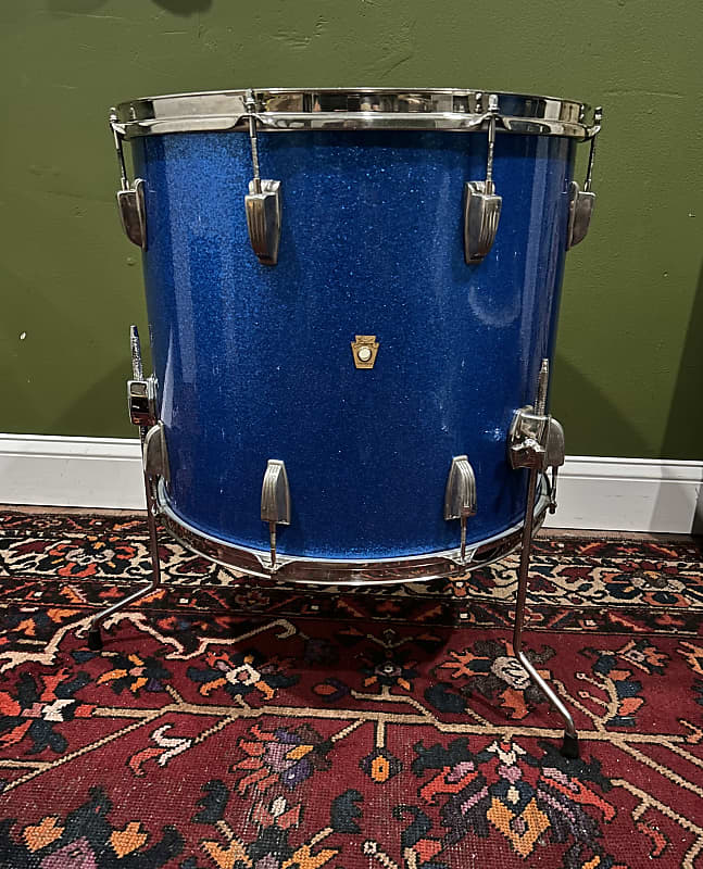 1964 Ludwig 18” blue sparkle vintage floor tom | Reverb
