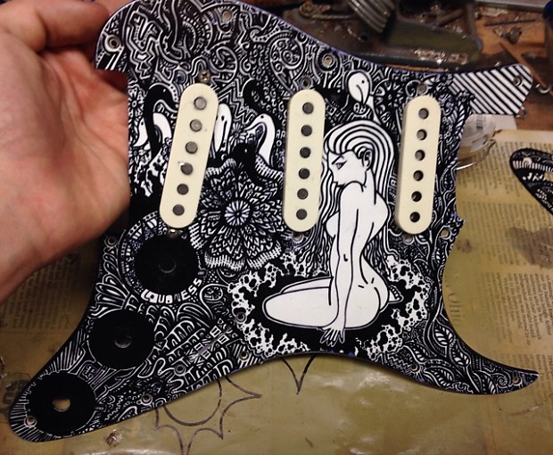 CUSTOM HAND DRAWN PICKGUARD FENDER STRAT | Reverb