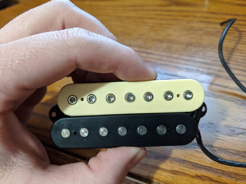 Kiesel Lithium 7 string Multiscale Pickup Set Cream Black | Reverb