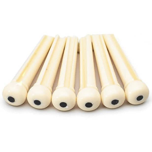 DR Parts 6 x Bridge Pin Set Ivory With Black Dots | Reverb Australia
