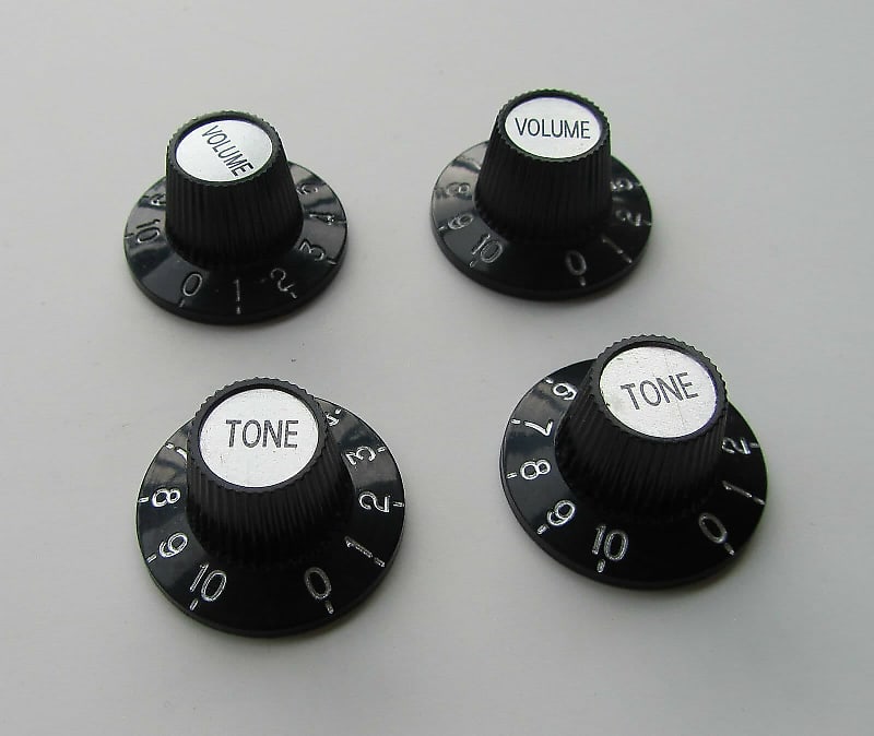 Black Guitar Volume and Tone Control Knobs Set of 4 | Reverb