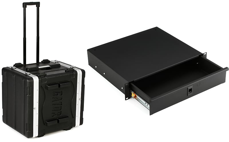 Gator GRR-8L 8U Rolling Rack Case Bundle with Gator GRW-DRW2 | Reverb