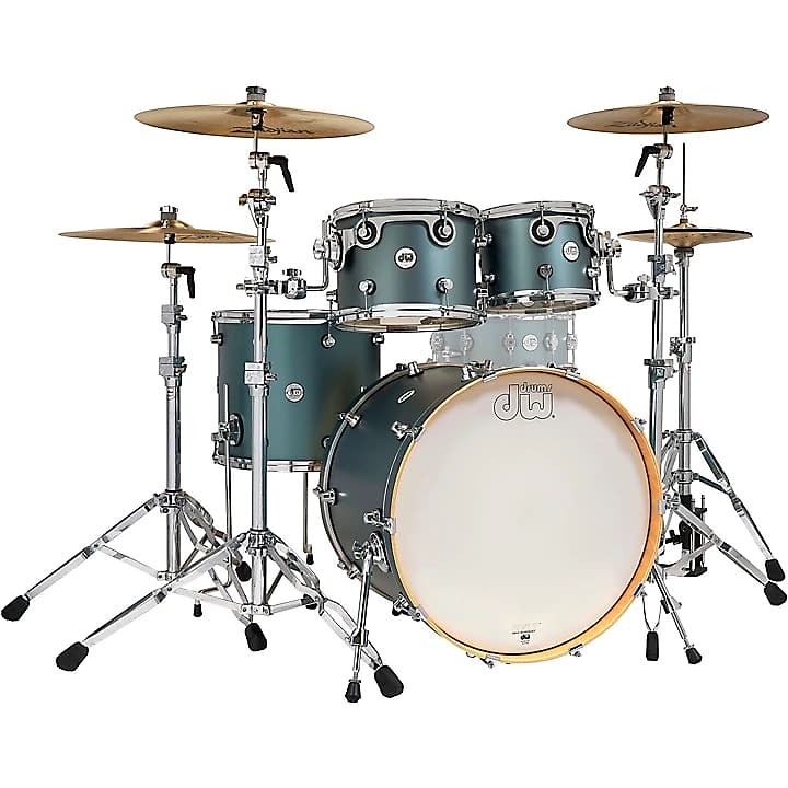 DW Design Series 4-Piece Shell Pack 2022 Satin Sage Metallic | Reverb
